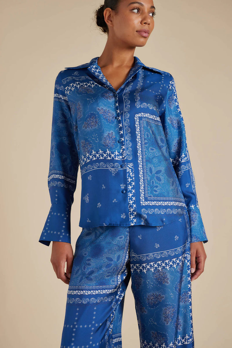 SABRINA SILK TWILL SHIRT IN NAVY – Alexis Dawn Store
